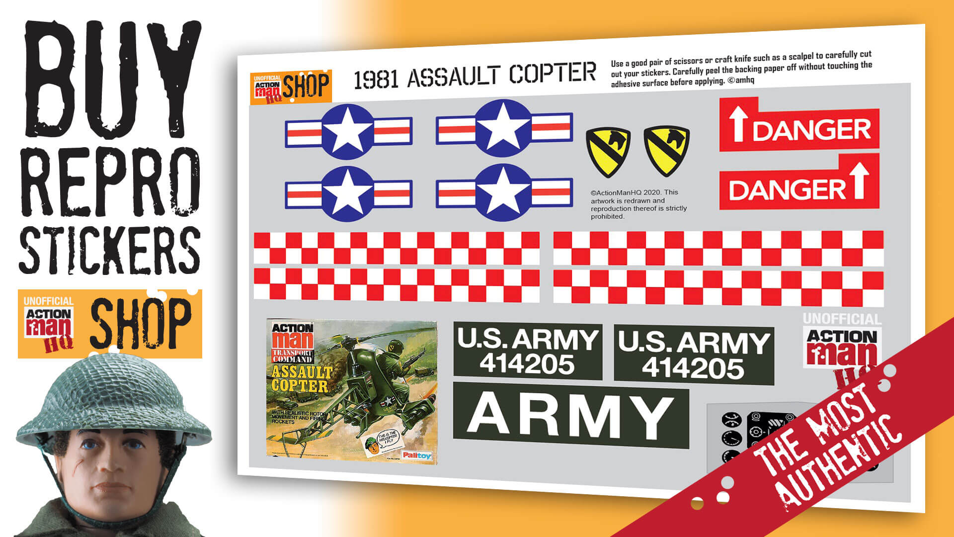 Action Man Helicopter replacement stickers