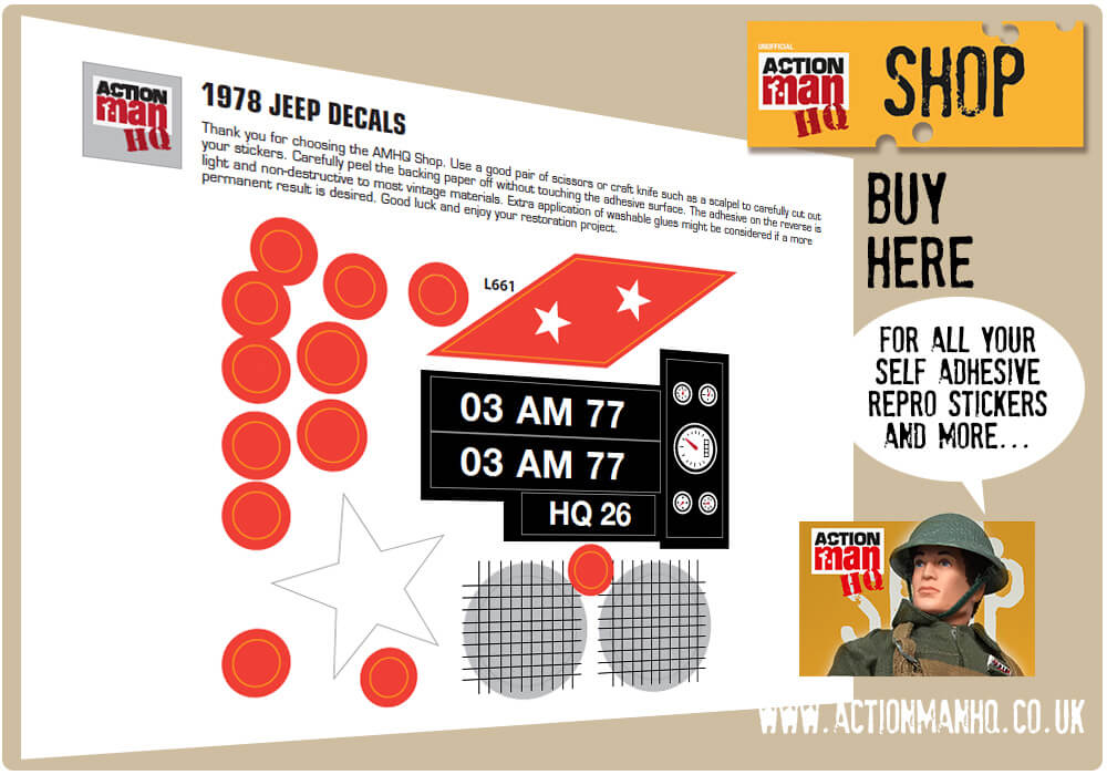Action Man Jeep replacement Stickers